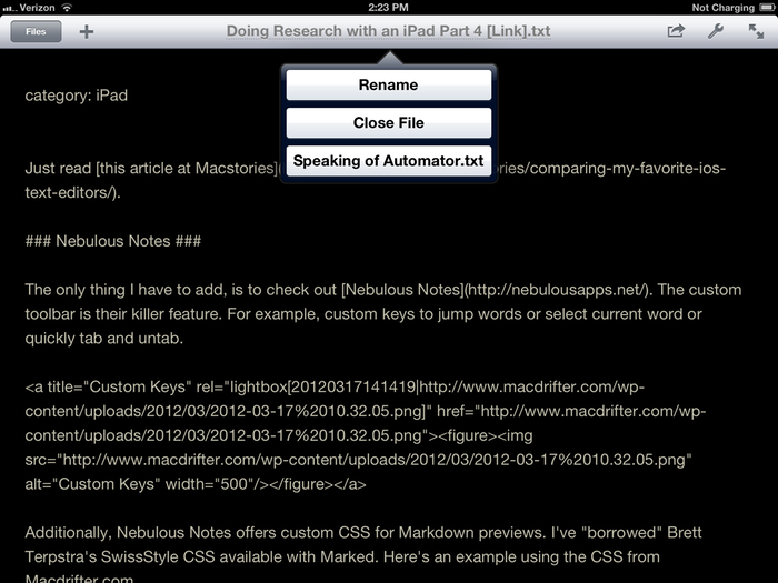Doing Research with an iPad Part 4 — Plain Text Link - Macdrifter